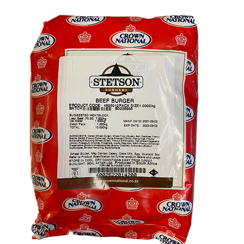 Crown National Stetson Beef Burger 1kg Bag - Southern African Groceries ...